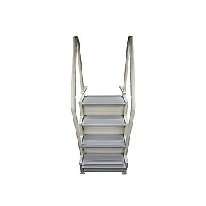 Confer Plastics Step-1X: Sturdy Above Ground Entry System with Dual Handrails and Slip-Resistant Steps, Easy Installation, Supports up to 400 lbs - Proudly Made in USA. Warm Grey with Grey Treads
