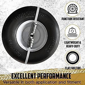 13x6.50-6 Flat-Free Lawn Mower Smooth Tire with Steel Rim for Lawn Mower Garden Tractor - Hub 4"-7.1" - 5/8" Bearing Installed - Extra 1/2" Bearing Included - Residential grade - 2-Pcs-Set