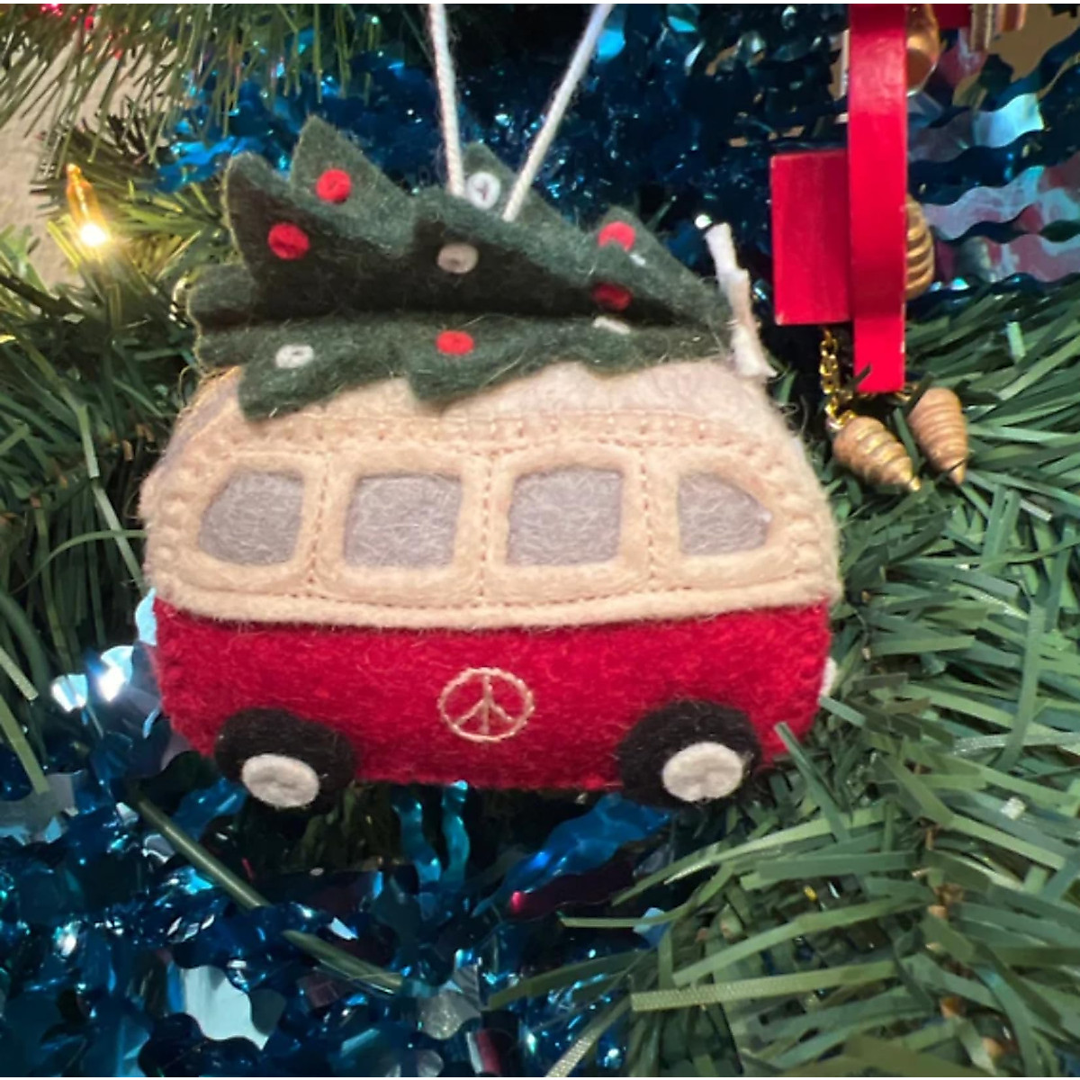 Hippie bus Christmas tree - Hand felt camper van decorations - Christmas decorations