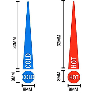 Epoxy Hot and Cold Water Faucet Indicator Stickers Self Stick 10 Hot Labels & 10 Cold Labels for Kitchen Bathroom Faucet Shower Escutcheon