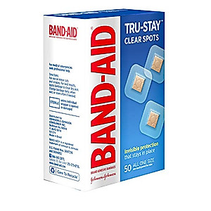 Band-Aid Brand Tru-Stay Clear Spots Discreet First Aid and Wound Care for Minor Cuts and Scrapes, All One Size, 50 Count