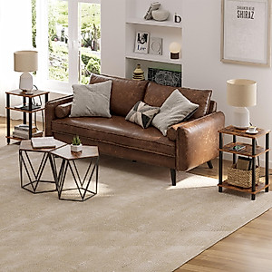 TUTOTAK Set of 2 End Table, Side Table, Nightstand, 3-Tier Storage Shelf, Couch Table for Small Space TB01BB0492