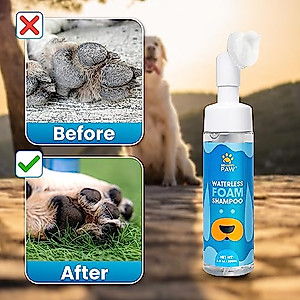Be Happy Paw Dog Paw Cleaner 6.8fl oz No-Rinse Waterless Shampoo Foam Paw Cleanser with Silicone Brush and Microfiber Towel, Natural Pet Paw Cleaner for Dogs and Cats