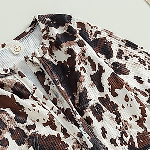 FIOMVA Western Baby Boy Jumpsuit Newborn Fall Long Sleeve Romper With Zipper Infant Cowboy Country One Piece Clothes (C Cowboy Brown, 0-3 Months)