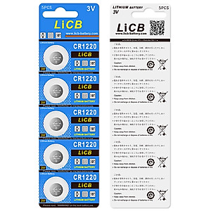 LiCB CR1220 Battery,Long-Lasting & High Capacity CR1220 Lithium Batteries,3 Volt Coin & Button Cell (5-Pack)