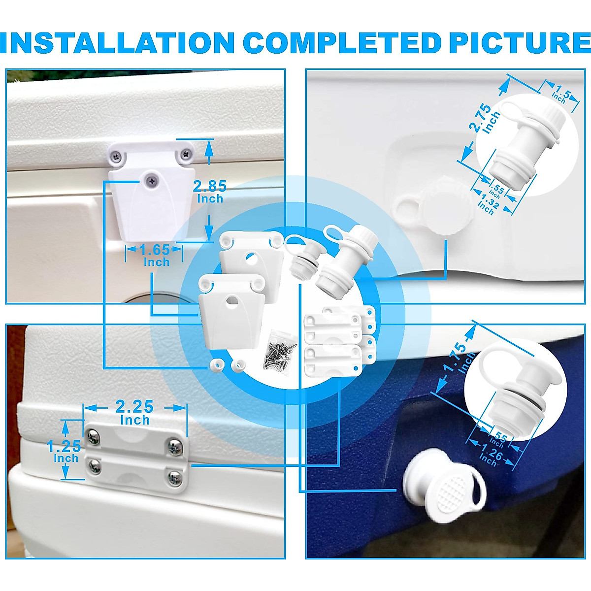 Cooler Replacement Parts Kit, Ice Chest Plastic Hinges, Latch Posts, Threaded, and Triple-Snap Drain Plug. Compatible With Igloo Cooler. Best Option for Repairing and Replacing Multiple Cooler Parts.