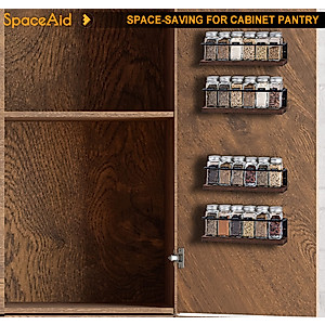 SpaceAid Spice Rack Organizer for Cabinet Door or Wall Mount (4 Pack) with 415 Spice Labels - Wood Hanging Seasoning Shelf for Cupboard Pantry or over the Stove