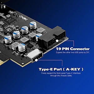 YEELIYA USB C PCIe Card SuperSpeed 10Gbps with 2 USB C and 2 Internal Port(Type-E,19 Pin USB 3.0 Header) PCI-E Expansion Cards PCI Express Front Panel Adapter for Desktop PC