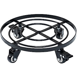 Idzo Round Heavy Duty Plant Caddy with Wheels, Cast Iron Plant Dolly, Plant Stand with Wheels, Load Capacity 180 Lbs, Repositioning Heavy Pots, Hauling Heavy Household Items, 12 Inch - Black