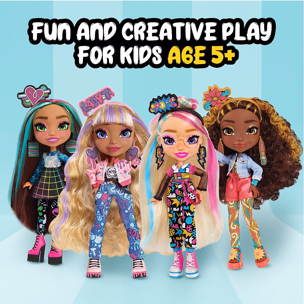 Just Play Art Squad Lady T 10-inch Doll & Accessories with DIY Craft Stencil Project, Kids Toys for Ages 3 Up
