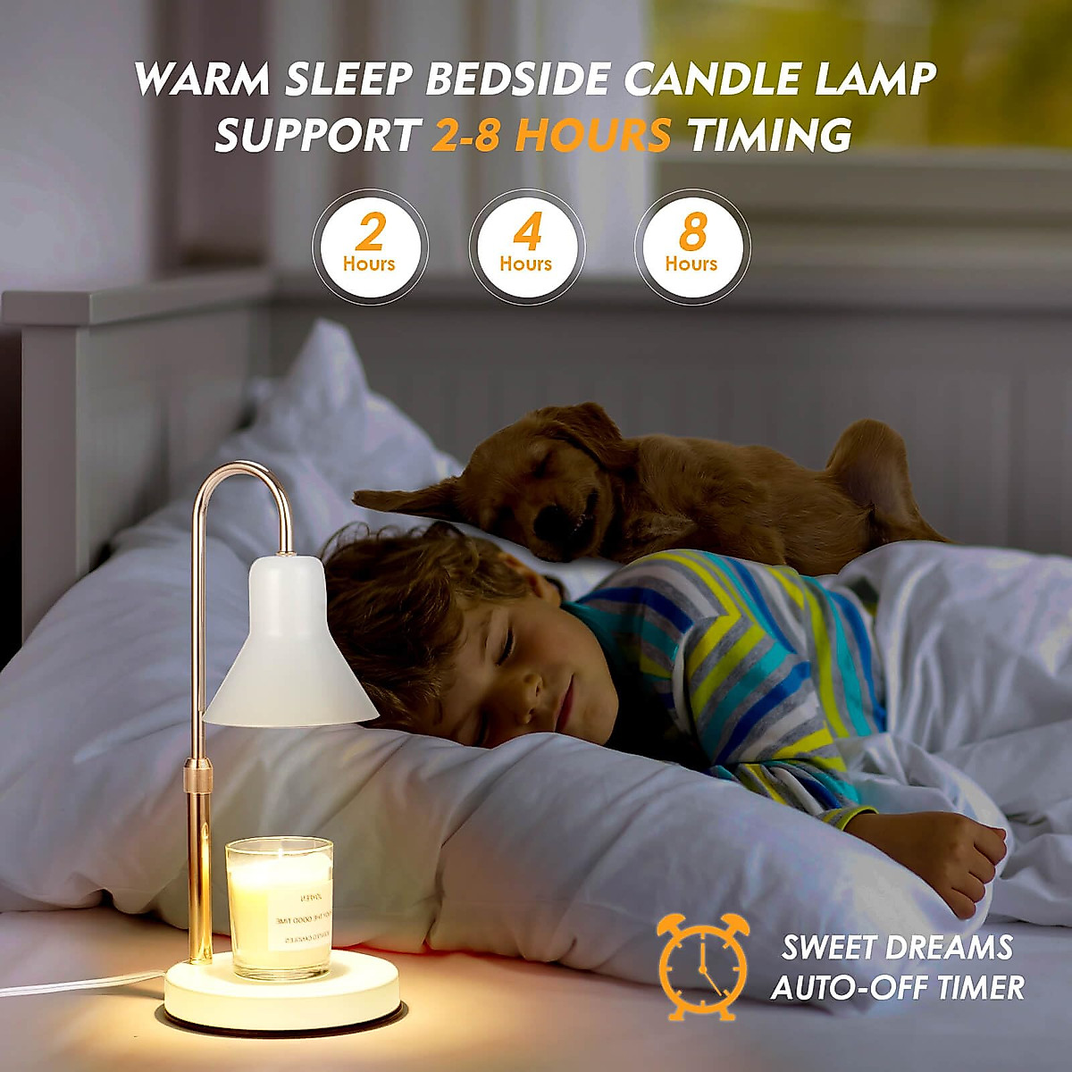 Liknapho Candle Warmer Lamp with Timer for Home Decor, Adjustable Height Scented Wax Melt Warmer, Compatible with Small & Large Candle, Smokeless Electric Candle Lamp Warmer, 2 Bulbs Included