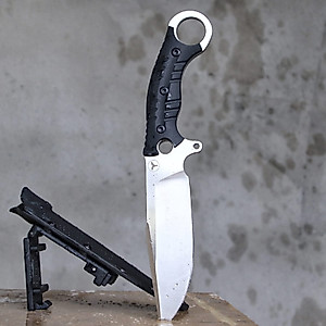 LENGREN 12.2" Hunting Full Tang Fixed Blade Knife DC53 Steel G10 Handle, Outdoor Claw Knife,Camping EDC Tools, Kydex Sheaths … … (White)