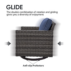 Artfurniz Patio Chairs Wicker Swivel Rocker Set of 2 - Heavy Duty Patio Furniture Set 350LBS Max Load Wicker Outdoor Swivel Glider Rocking Chairs for Porch Balcony Deck Poolside - Grey/Blue