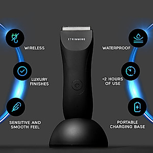 Xtrimming Pubic Hair Trimmer for Men - Waterproof Electric Body Trimmer for Men - Body Hair Trimmer for Men - Great Hair Razor Hygiene Fully, Cordless Trimmer, Rechargeable & Smooth Body Shaver