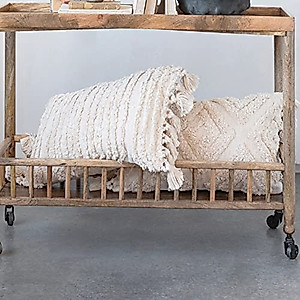 Creative Co-Op Woven Cotton Slub Lumbar Tufted Design and Tassels, Set of 2 Pillows, 24" L x 16" W x 0" H, Cream