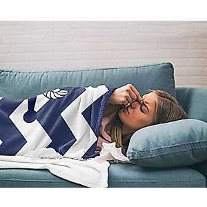 SUN-Shine Flannel Throw Blanket Nautical Sailing Blue Anchor,Warm Lightweight Blankets for Couch Sofa Bedroom Living Room White Stripe Chevron Ripple,Cozy Microfiber Stadium Throws All Seasons Use