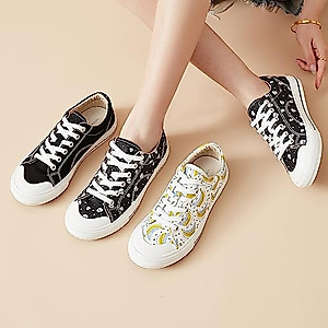 VERDASCO Womens Fashion Sneakers Non-Slip Running Shoes Comfort Walking Shoes Ladies Tennis Shoes Black with Skull Painted 8.5