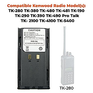Vineyuan 7.4V 2000mAh KNB-16A Ni-MH Replacement Battery for Kenwood TK-480 TK-380 TK-280 TK-290 TK-190 TK-5400 Two Way Radios