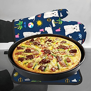 Westie Dog Oven Mitts and Pot Holders Sets Heat Resistant Kitchen Microwave Gloves for Baking Cooking Grilling BBQ