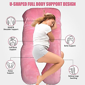 IRIE FOR ME Ultimate Comfort U Shaped Body Pillow - Pregnancy Pillows, Maternity Pillow & Pregnancy Must-Haves for Belly Support Adults & Pregnant Women (Pink)