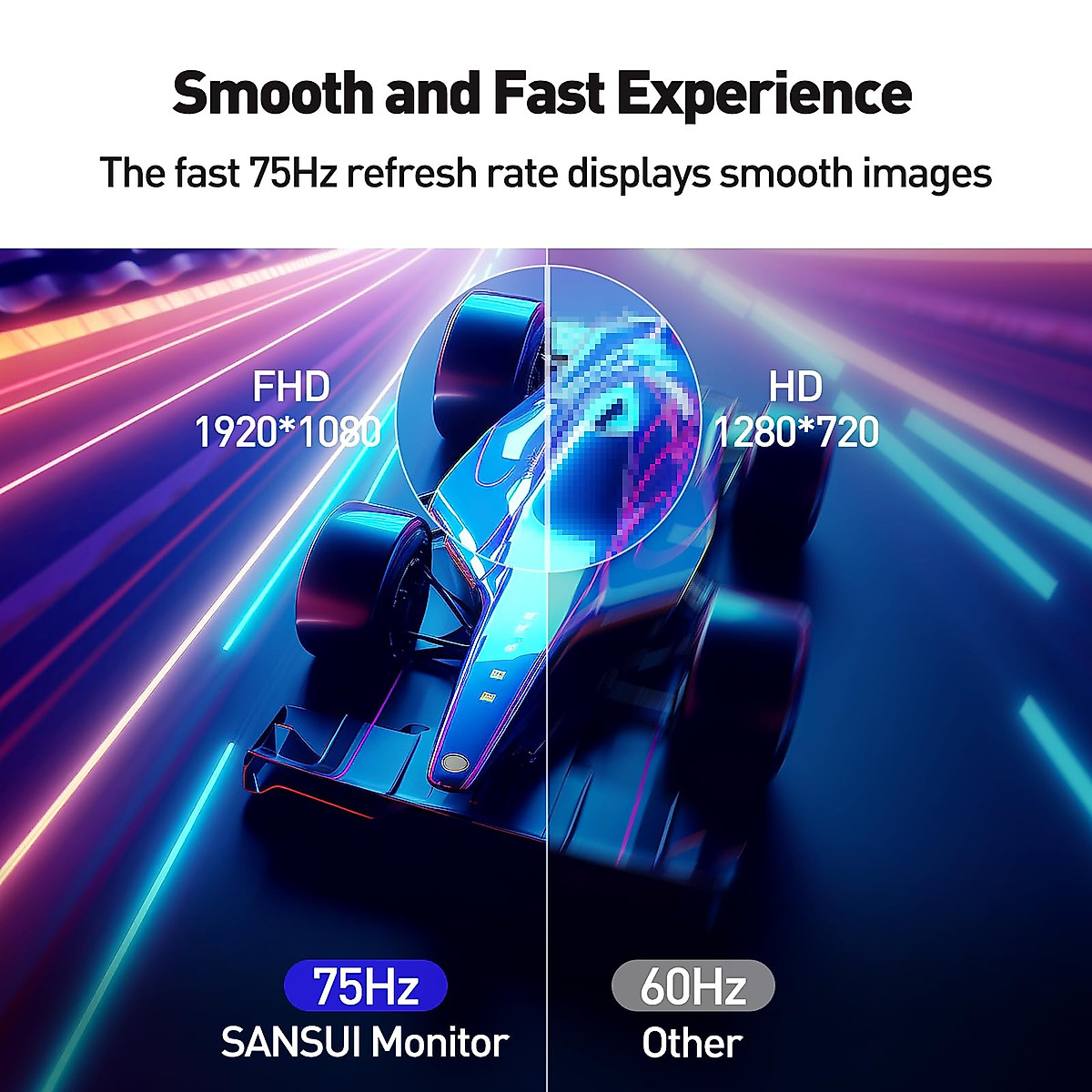 SANSUI Monitor 22 Inch IPS 75Hz FHD 1080P HDMI VGA Ports Computer Monitor Ultra-Thin Tilt Adjustable VESA Mount Compatible with Eye Comfort 178° Wide Viewing Angle for Game and Office