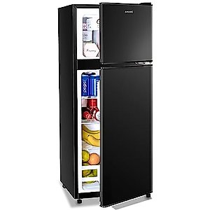 Anukis Compact Refrigerator 4.0 Cu Ft 2 Door Mini Fridge with Freezer For Apartment, Dorm, Office, Family, Basement, Garage, Black