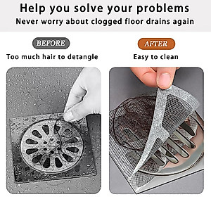50PCS Pack,4" X 4" Disposable Shower Drain Cover Hair Catcher, Square Shower Drain Mesh Sticker, Bathroom, Laundry, Bathtub, Kitchen, Sink, for Human & Pet (50 PCS)