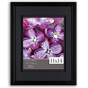 Gallery Solutions 11x14 Black Wood Wall Frame with Double Black Mat For 8x10 Image