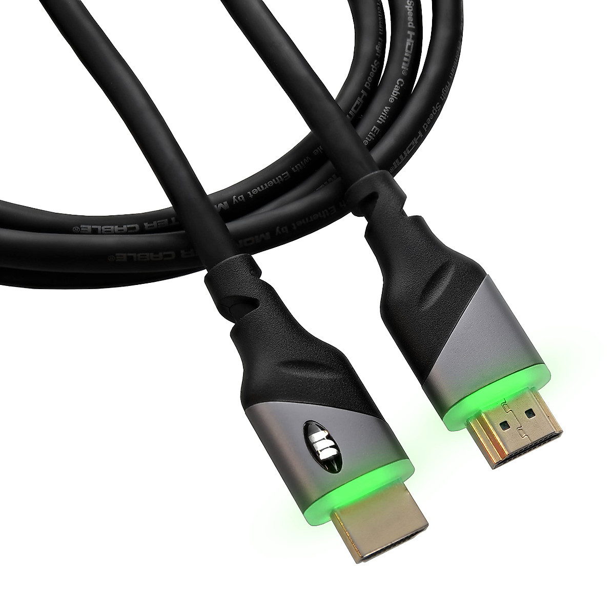 Monster 6ft High Speed 4K HDR HDMI Cable with Built-in Green LED Light, Gaming Video and Computer Cable