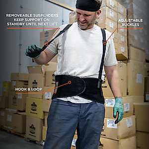 Ergodyne ProFlex 100 Back Support Brace, 8" Spandex Belt, Adjustable, Removeable Straps