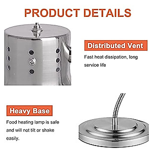 Dual 250W Bulb Commercial Food Heat Lamp, Buffet Server Plate Warmer Lamp Head Catering Portable Food Warmer Light Unit Double Head Multi-Directional Adjustment,Copper