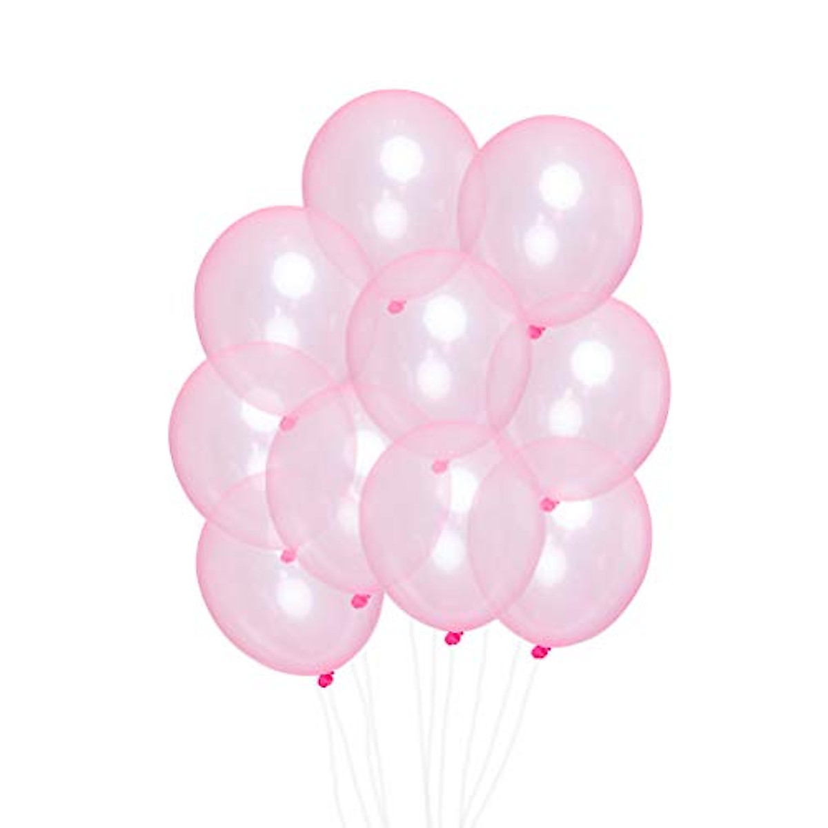 AnnoDeel 100pcs Crystal Pastel Clear Balloon, 12 inch Thick Transparent Party Latex Balloon for Wedding Birthday Baby Shower Party Decoration (Pink)