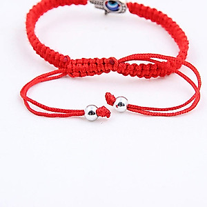MENGLINA Unisex Handmade Braided Rope Lucky Red String Bracelet Hamsa Evil Eye Charm Bracelet for Women Peaceful Adjustable Couple Bracelets