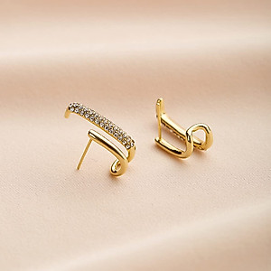 Bar Earrings Gold Bar Stud Earrings Type C Thick 14K Gold Plated Simple Hypoallergenic Jewelry Gifts For Women