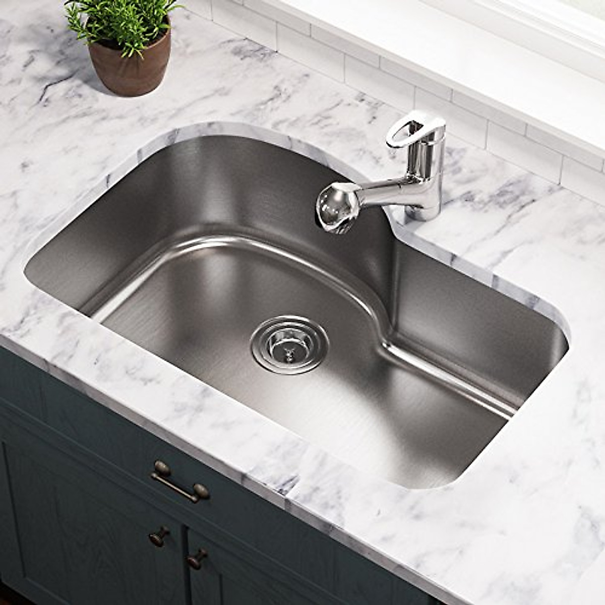 MR Direct 346-18 Stainless Steel Undermount 31-3/8 in. Single Bowl Kitchen Sink, 18 Gauge