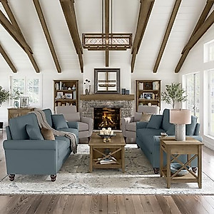 Bush Furniture Hudson U Shaped Sectional Couch, 113W, Turkish Blue Herringbone