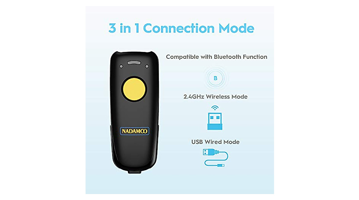 NADAMOO 2D Wireless Barcode Scanner Compatible with Bluetooth, Portable ...