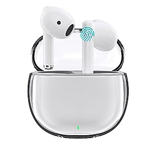 ACAGET Wireless Earbuds for Samsung Galaxy S22 S23 S21 S20 Ultra, Sport Earphones Touch Control Bluetooth Headphones with Over Ear Earhooks Built-in Mic Headset for iPhone 14 Pro Max 13 12 11 XR White