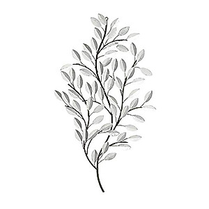 Deco 79 Metal Leaf Wall Decor, 25" x 2" x 44", Silver