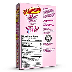 Starburst Singles To Go Powdered Drink Mix, All Pink Strawberry, 3 Boxes with 6 Packets Each - 18 Total Servings, Sugar-Free Drink Powder, Just Add Water, 6 count (Pack of 3)