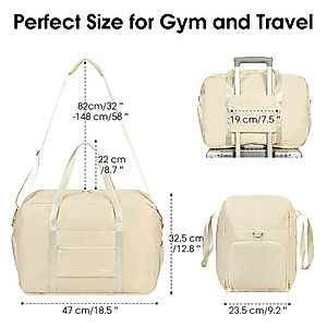 Sports Gym Bag with Wet Pocket & Shoes Compartment, Travel Duffel Bag for Men and Women Lightweight Fabric upgrade, Beige