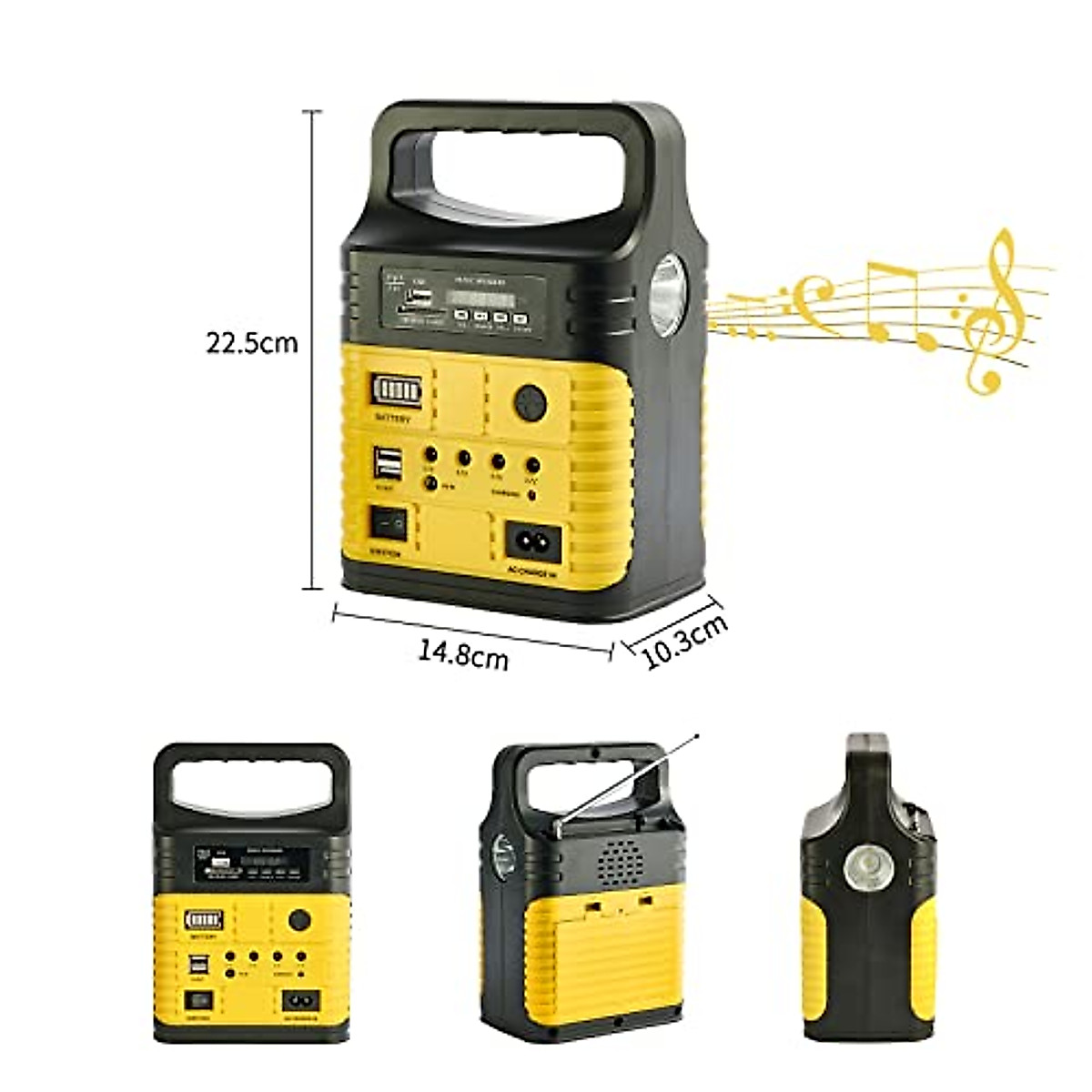 UPEOR Solar Power Generator-Portable Power Station-8000mAh Solar Power Generator with Solar Panel,MP3&FM Radio,Bluetooth,3 Sets LED Lights,Home Outdoor Solar Generator for Camping Emergency(Yellow)