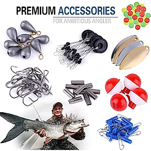 PLUSINNO Fishing Net Fish Landing Net, 263pcs Fishing Tackle Kit with Tackle Box
