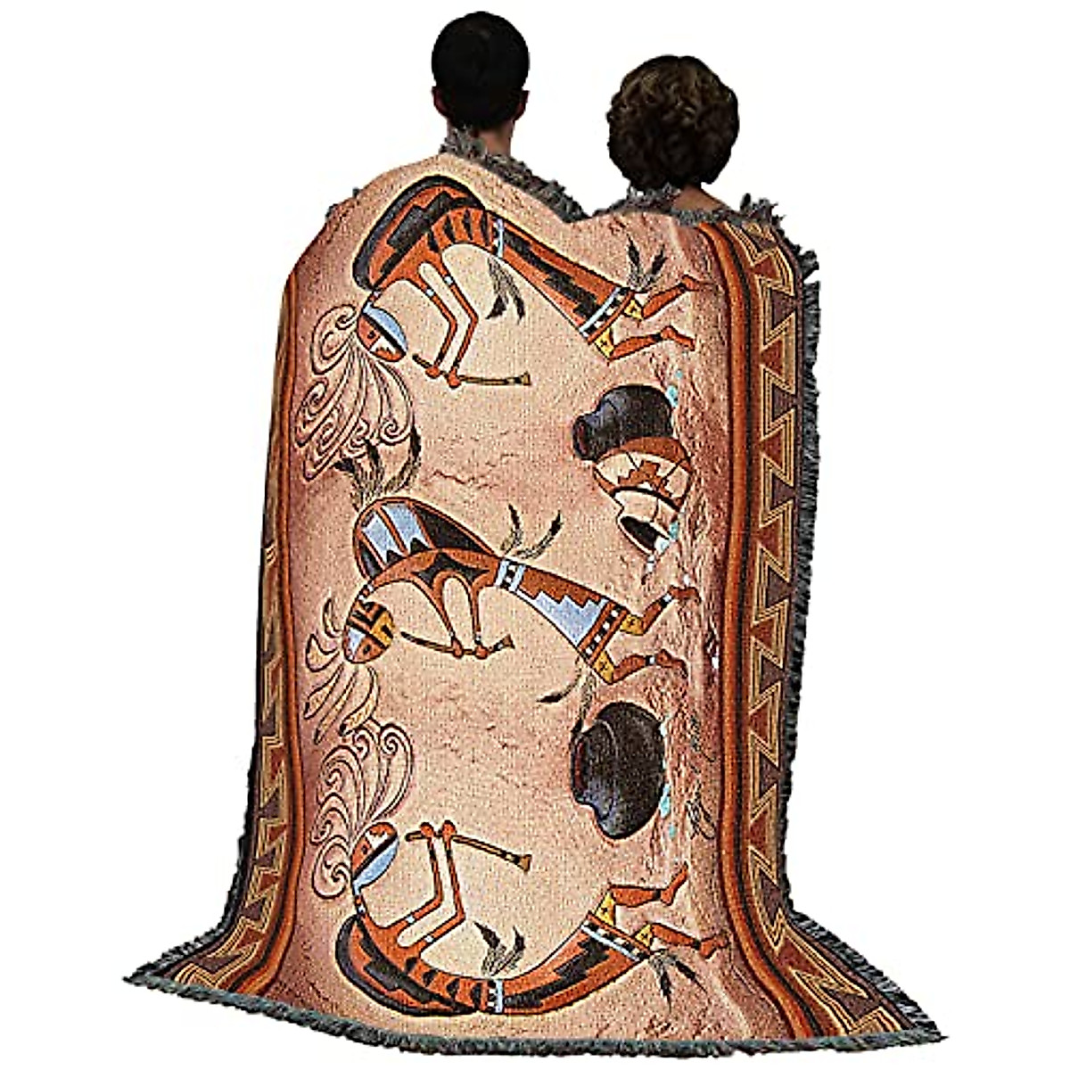 Pure Country Weavers Kokopelli Pot Dance Blanket by Roger Kull - Southwest Art - Gift Tapestry Throw Woven from Cotton - Made in The USA (72x54)