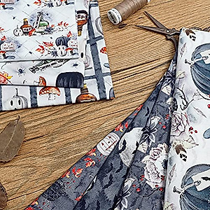 CEYOU Zyoug 7pcs 18 x 22 inches (45 x 55 cm) 100Percent Cotton Fabric, Precut Fat Quarter Fabric Bundles with Multi-Color and Different Pattern for Quilting Patchwork, DIY Craft (Halloween Pattern )