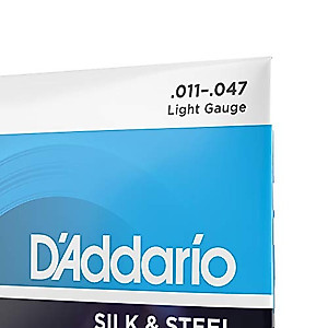 D'Addario Silk & Steel Acoustic Guitar Strings - EJ40-6 String - Warm, Mellow Tone - Light, 11-47