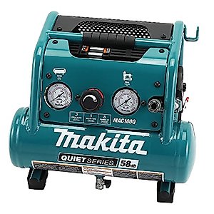 Makita MAC100Q Quiet Series, 1/2 HP, 1 Gallon Compact, Oil-Free, Electric Air Compressor