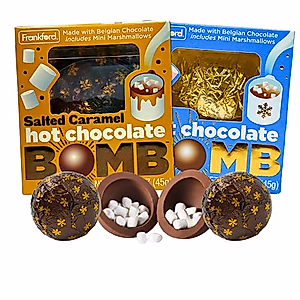 Hot Chocolate Melting Balls Assorted Flavor with Salted Caramel and Milk Mini Marshmallows Inside, Cute Candy Party Favor Pack Size, 1.6 Ounce