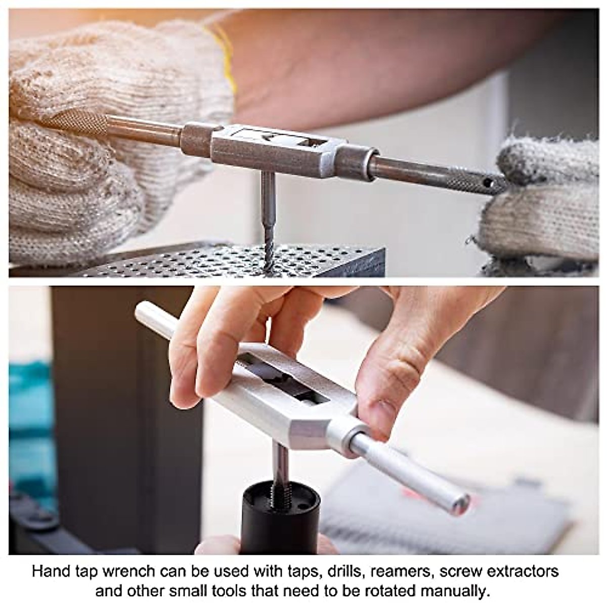 uxcell Adjustable Tap Wrench Handle for 1/4"-3/4" (UNC/UNF) / Metric M5-M20 Taps, Thread Tap Holder Reamer Hand Tapping Tool for Machinist Repair with Plastic Dipped Handle