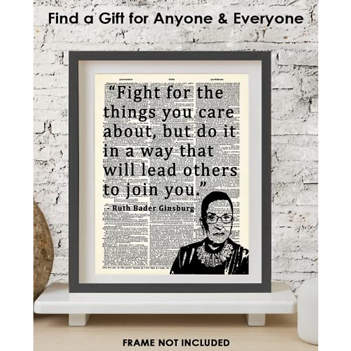 Inspirational Ruth Bader Ginsburg Wall Art "Fight for Things" 8x10 RBG Poster, RBG Wall Art & Motivational Wall Art, Positive Affirmations Wall Decor for Bedroom & Office Decor for Men &Women